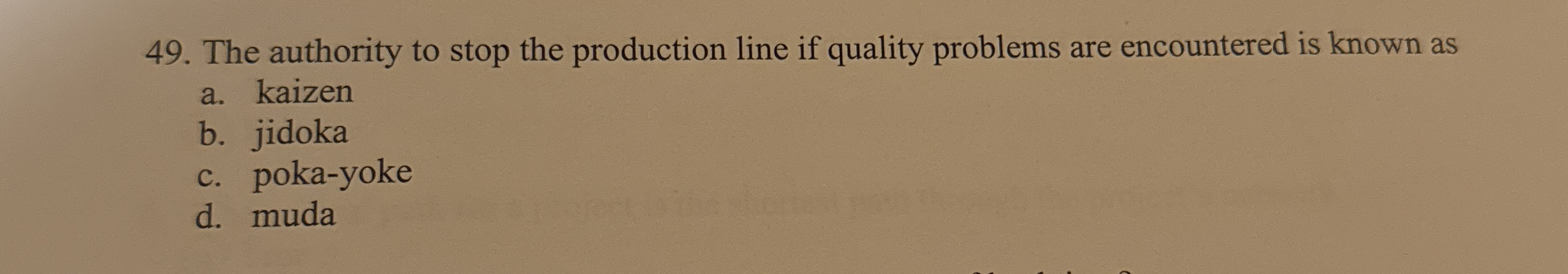 High Quality SOLUTION The authority to stop the production line if ...
