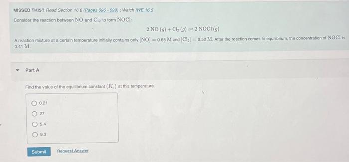 Solved Consider the following reaction: CO(g) + 2H₂(g) 1 | Chegg.com