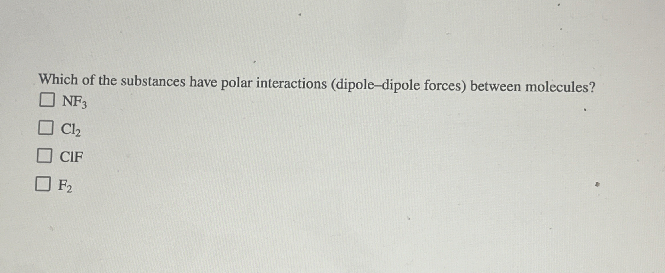 Solved Which of the substances have polar interactions | Chegg.com