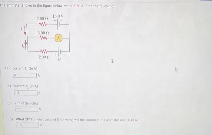 Solved The ammeter shown in the figure below reads 2.30 A. | Chegg.com