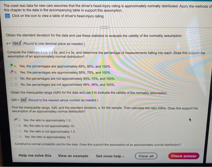 Solved Save The crash test data for new cars assumes that | Chegg.com