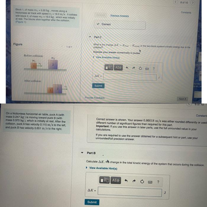 Solved of 10 > Constanta Block 1. ct mass my 5.30 kg moves | Chegg.com