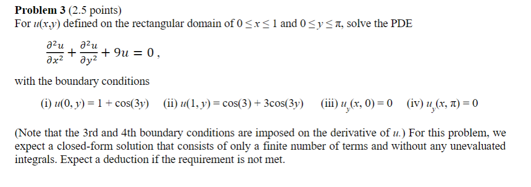 Solved Problem 3 (2.5 ﻿points)For u(x,y) ﻿defined on the | Chegg.com