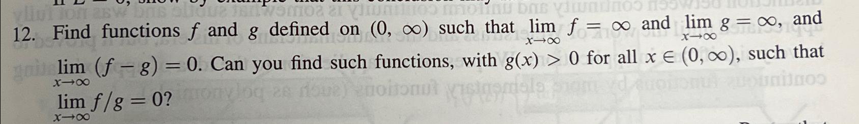 Solved Find functions f and g defined on (0,\\\\infty ) such | Chegg.com