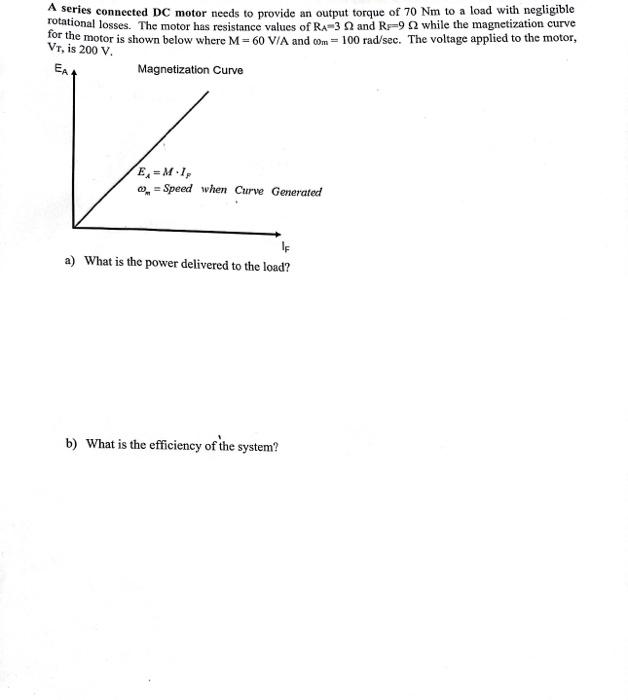 Solved A series connected DC motor needs to provide an | Chegg.com