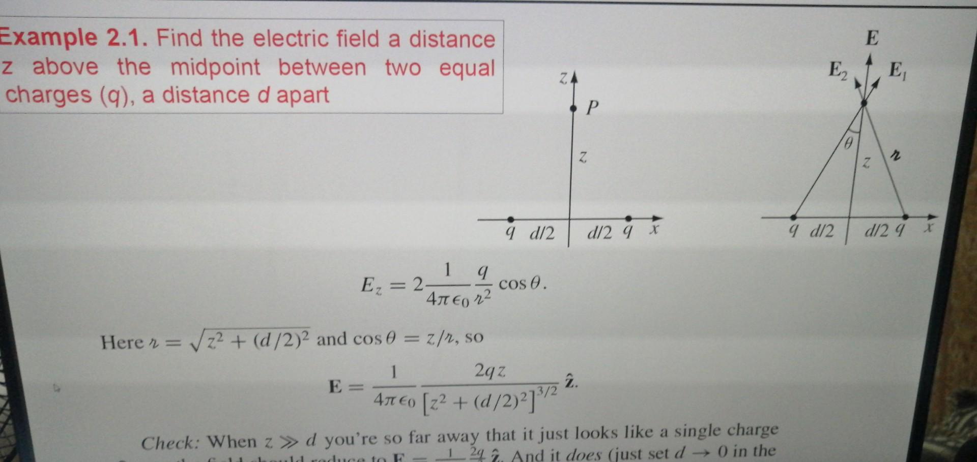 Solved Example 2.1. Find the electric field a distance z | Chegg.com