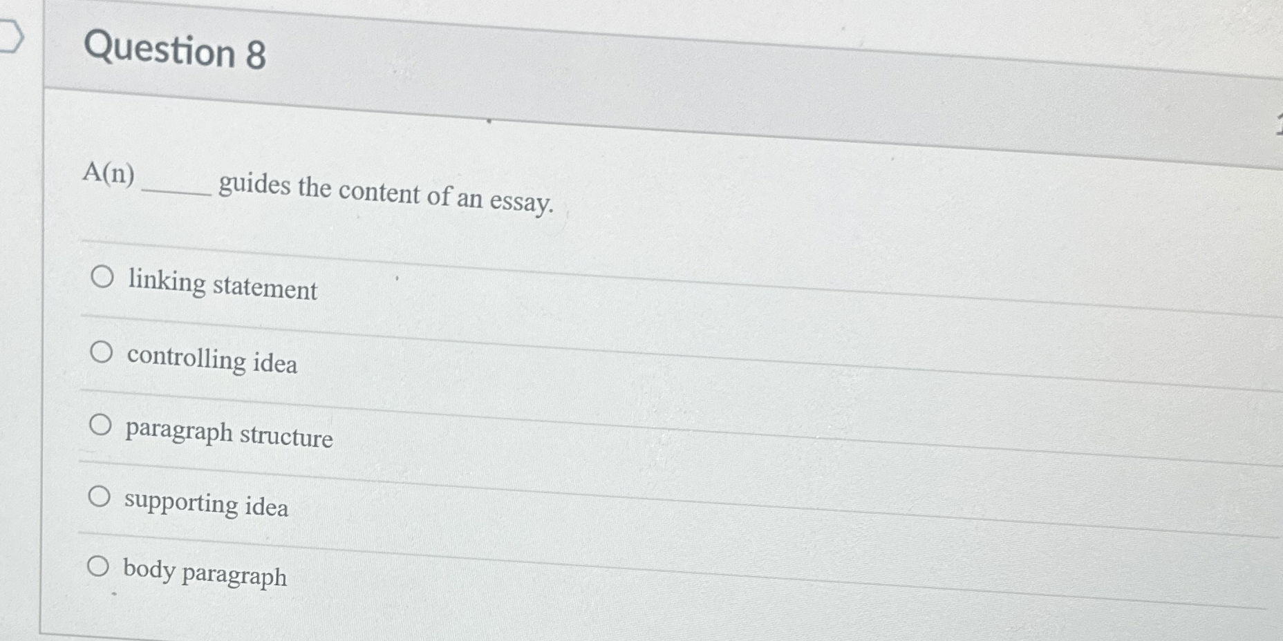 Solved Question 8A(n) ﻿guides the content of an | Chegg.com