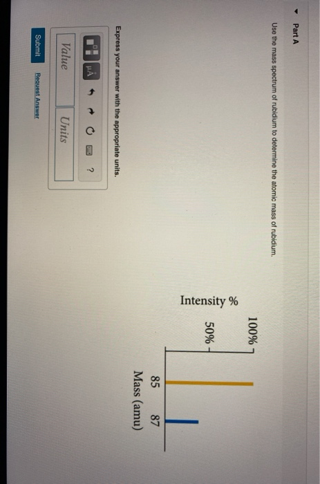 Solved Part A Use the mass spectrum of rubidium to determine | Chegg.com