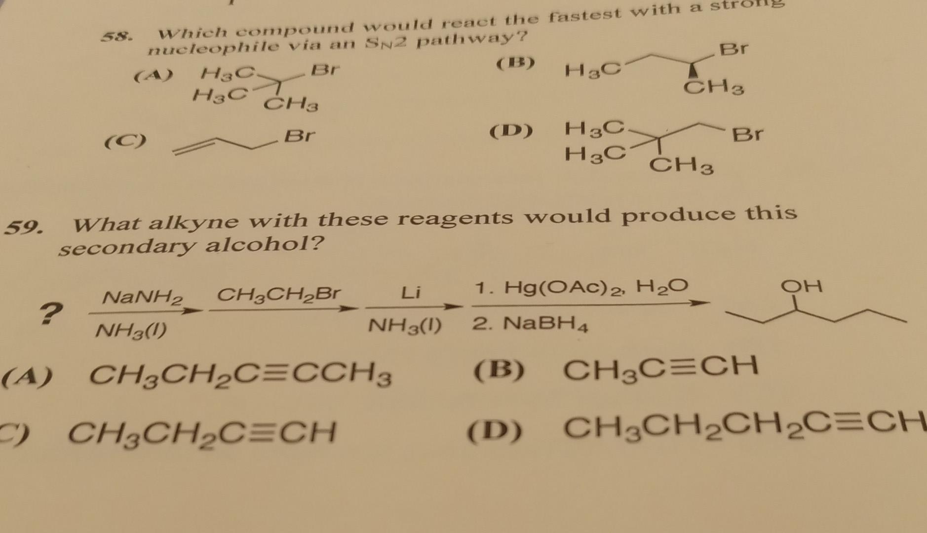 Solved Which Compound Would React The Fastest With A Str