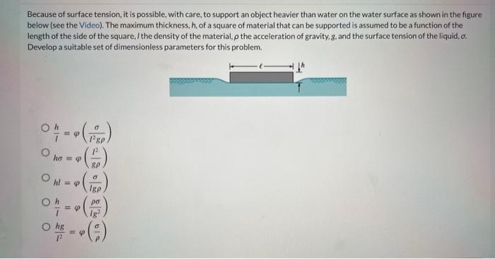 Solved Because of surface tension, it is possible, with | Chegg.com