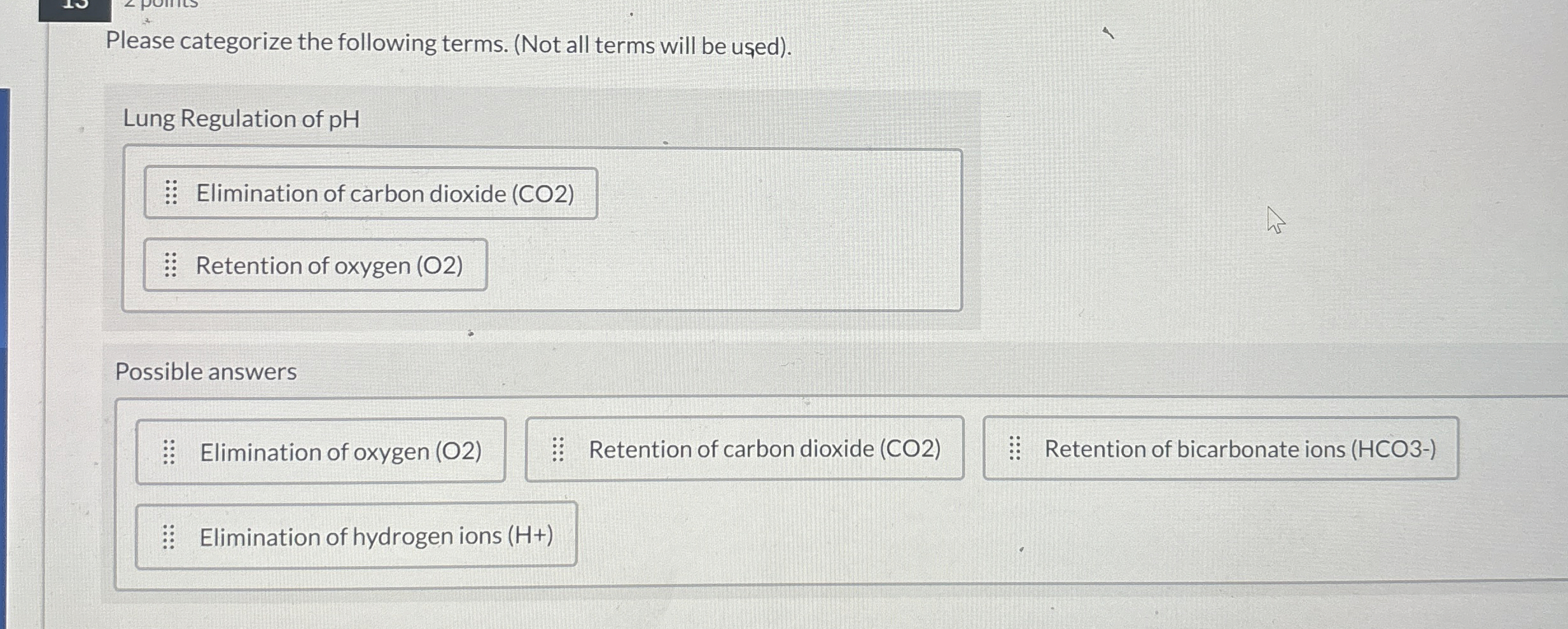 Solved Please categorize the following terms. (Not all terms | Chegg.com