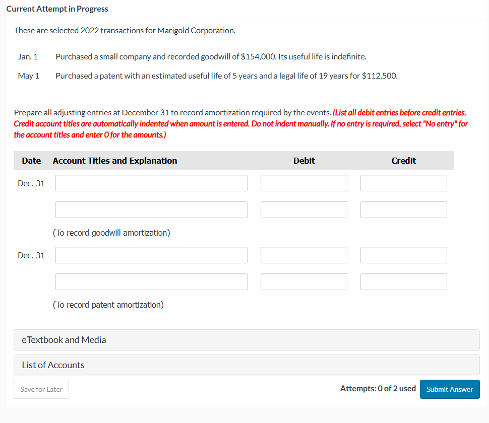 Solved Current Attempt in Progress These are selected 2022 | Chegg.com