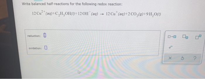 Solved Write balanced half-reactions for the following redox | Chegg.com