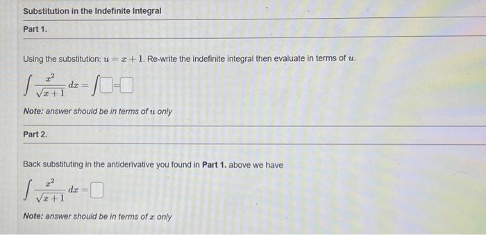 Solved Using the substitution: u=x+1. Re-write the | Chegg.com