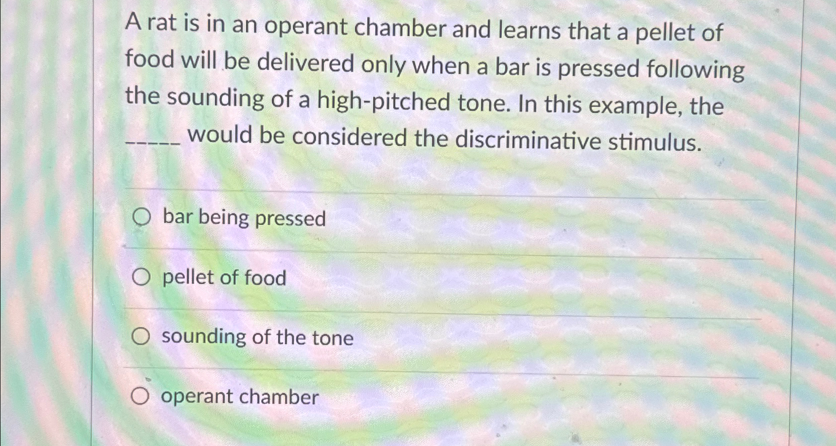 Solved A rat is in an operant chamber and learns that a | Chegg.com