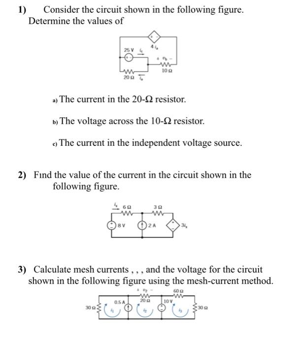 Solved 1) Consider the circuit shown in the following | Chegg.com