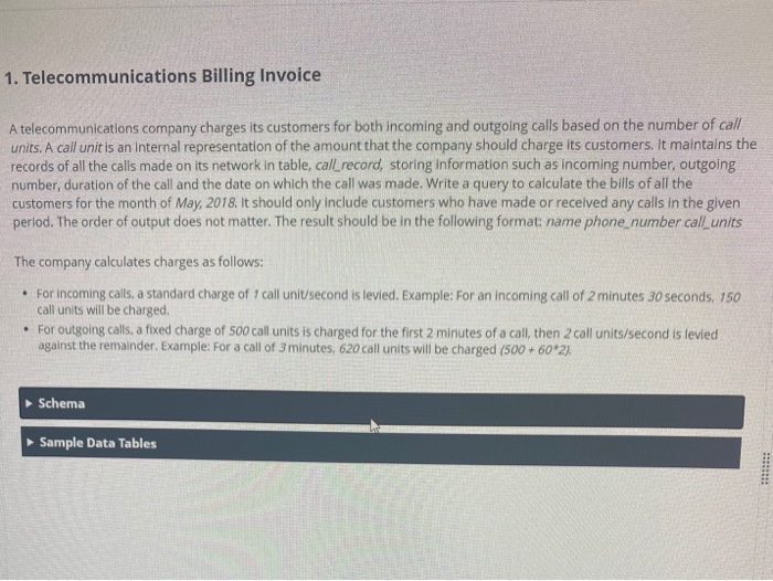 1. Telecommunications Billing Invoice A | Chegg.com