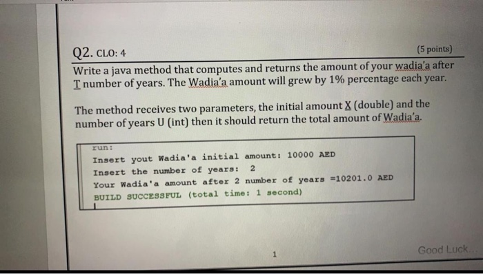 Solved Q2. CLO: 4 (5 points) Write a java method that | Chegg.com