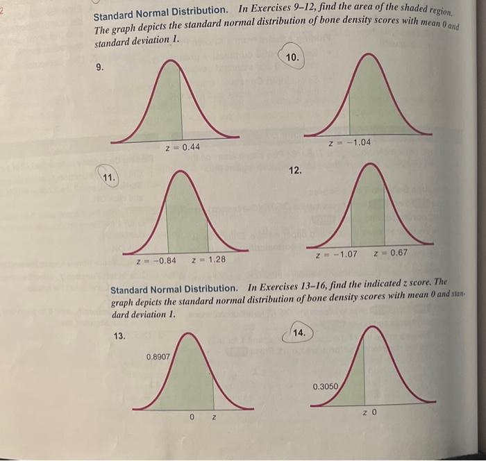 Solved Standard Normal Distribution. In Exercises 9-12, find | Chegg.com