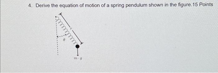 Solved 4. Derive the equation of motion of a spring pendulum | Chegg.com