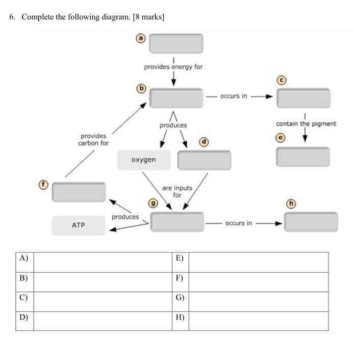 Solved 6. Complete the following diagram. [8 marks] | Chegg.com