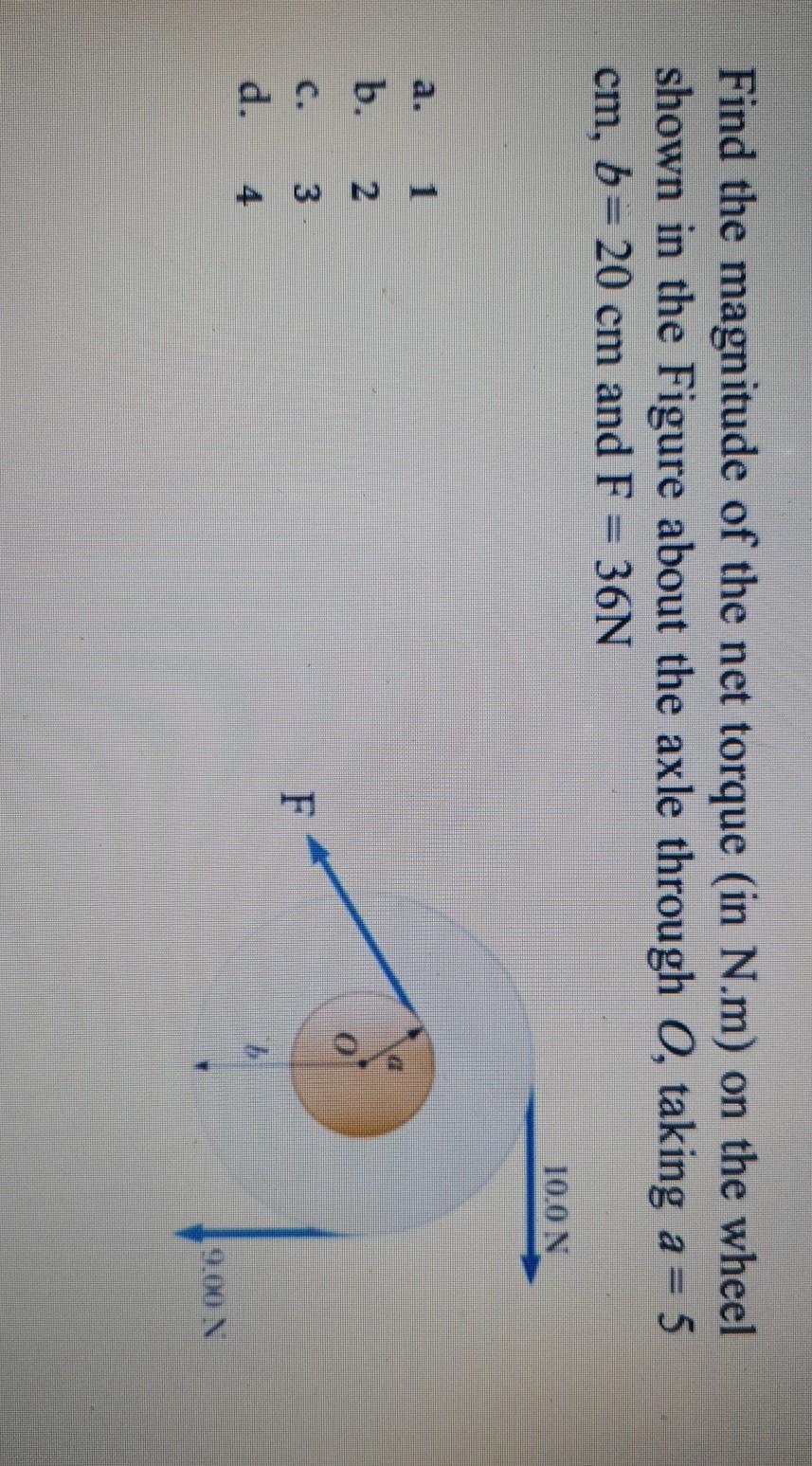 Solved Find the magnitude of the net torque (in N.m) on the | Chegg.com