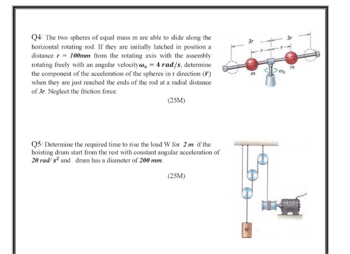 Solved 3r 3r Q4 The two spheres of equal mass m are able to | Chegg.com