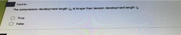 Solved The compression development length Ide is longer than | Chegg.com