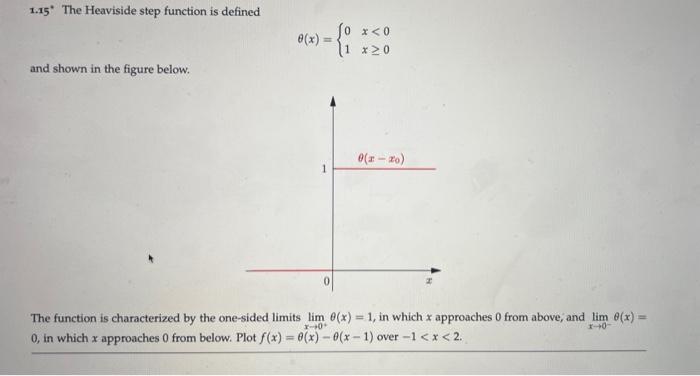 Solved 1.15∗ The Heaviside step function is defined | Chegg.com