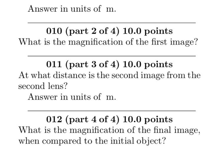 Solved An object is placed 10 m before a convex lens with | Chegg.com