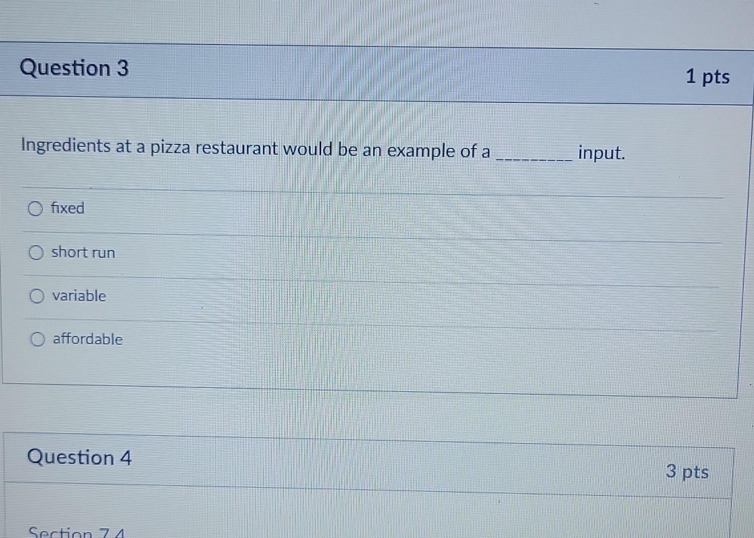 Solved A building is an example of a input. costly fixed | Chegg.com