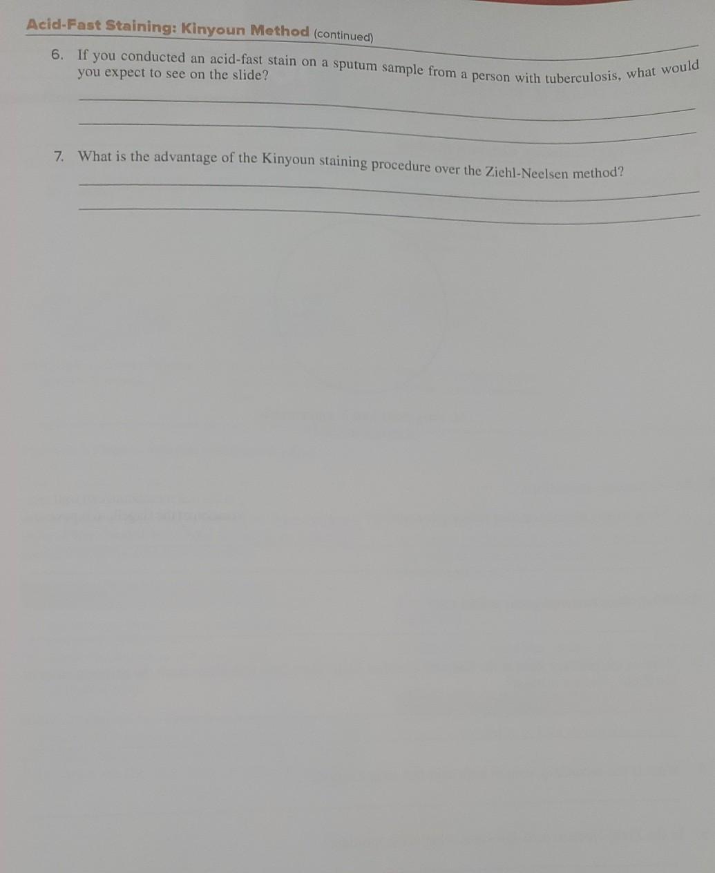 Solved 16 Acid-Fast Staining: Kinyoun Method A. Results Draw | Chegg.com