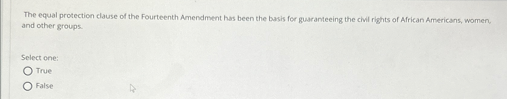 Solved The equal protection clause of the Fourteenth | Chegg.com