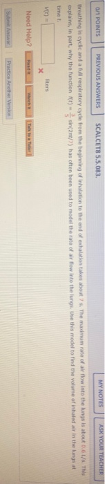 Solved 01 POINTS | PREVIOUS ANSWERS SCALCET8 5,5.083. MY | Chegg.com Solved 01 POINTS | PREVIOUS ANSWERS SCALCET8 5,5.083. MY | Chegg.com