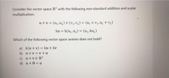 Solved Consider the vector space R2 with the following | Chegg.com
