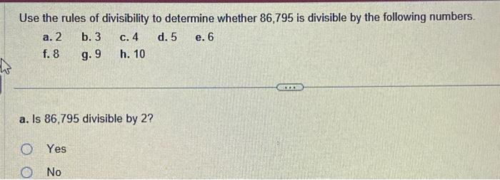 Solved Use the rules of divisibility to determine whether | Chegg.com