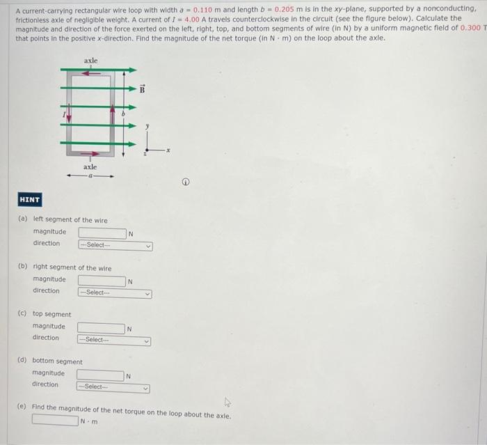 Solved A current-carrylng rectangular wire loop with width | Chegg.com