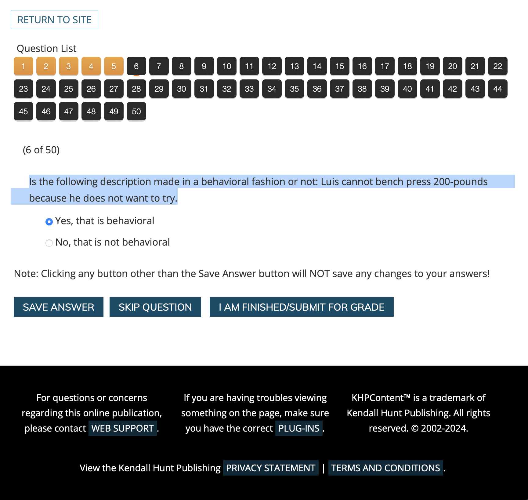 Solved Is the following description made in a behavioral | Chegg.com