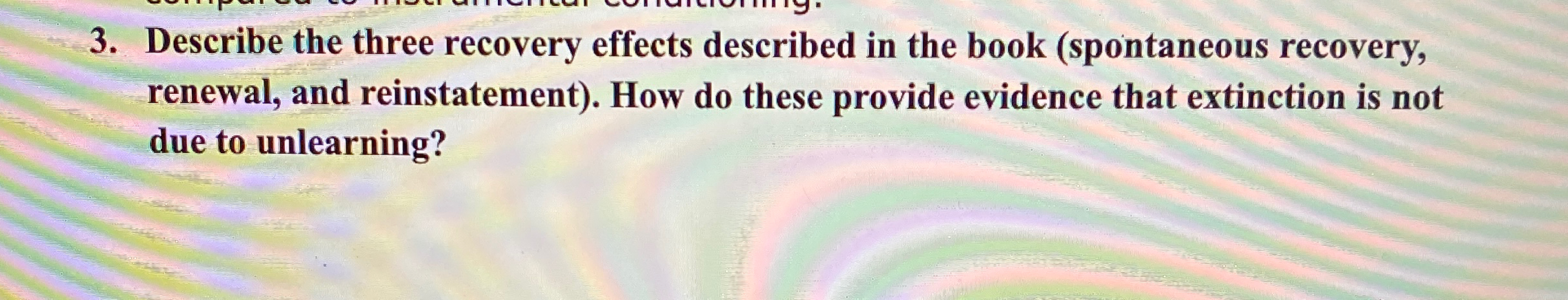 Solved Describe the three recovery effects described in the | Chegg.com