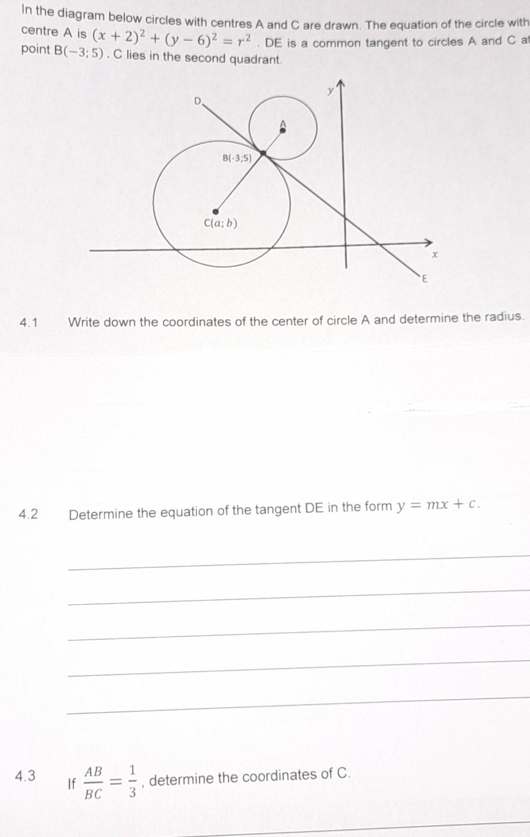 Solved In the diagram below circles with centres A and C are | Chegg.com
