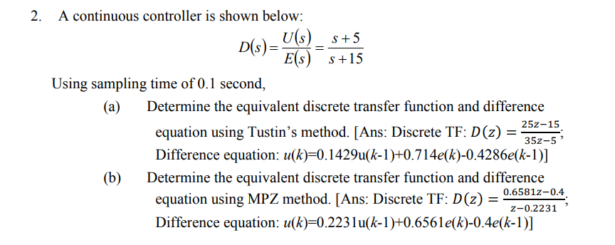 Solved A continuous controller is shown | Chegg.com
