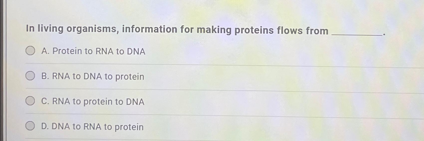 Solved In living organisms, information for making proteins | Chegg.com