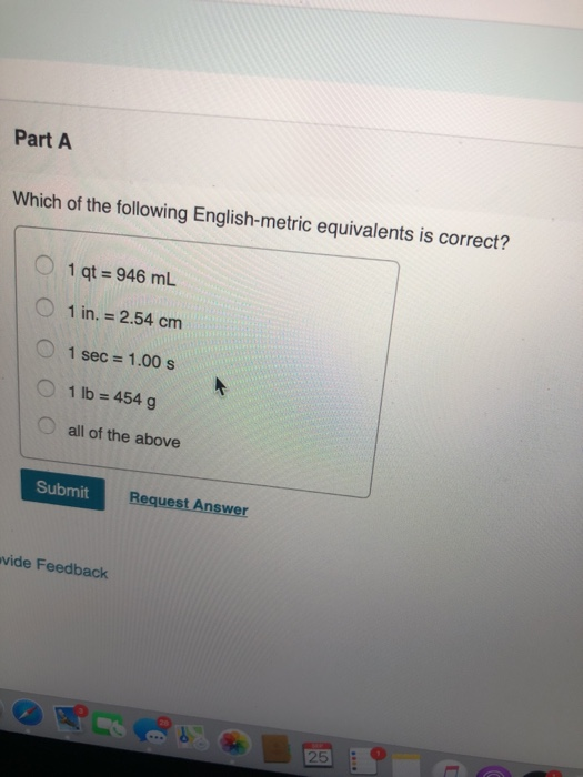 Solved Part A Which of the following English-metric | Chegg.com