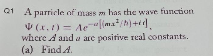 Solved A particle of mass m has the wave function | Chegg.com