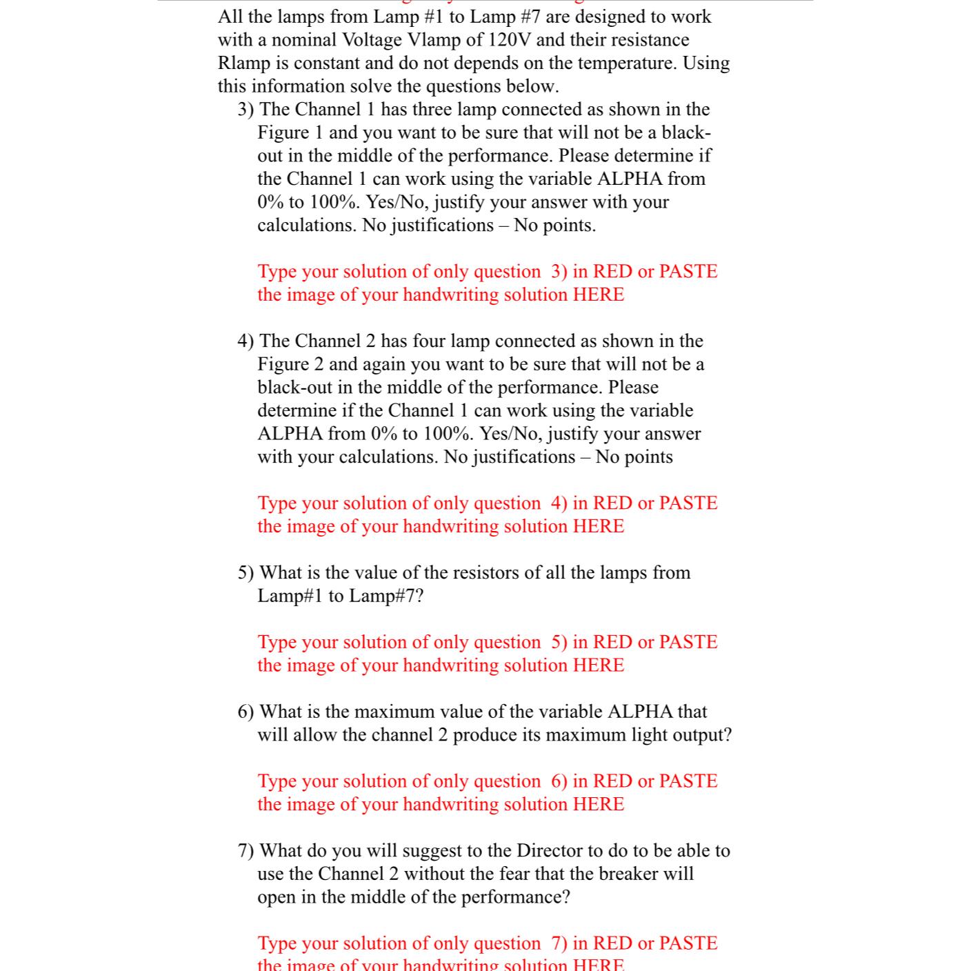 Solved All the lamps from Lamp #1 ﻿to Lamp #7 ﻿are designed | Chegg.com