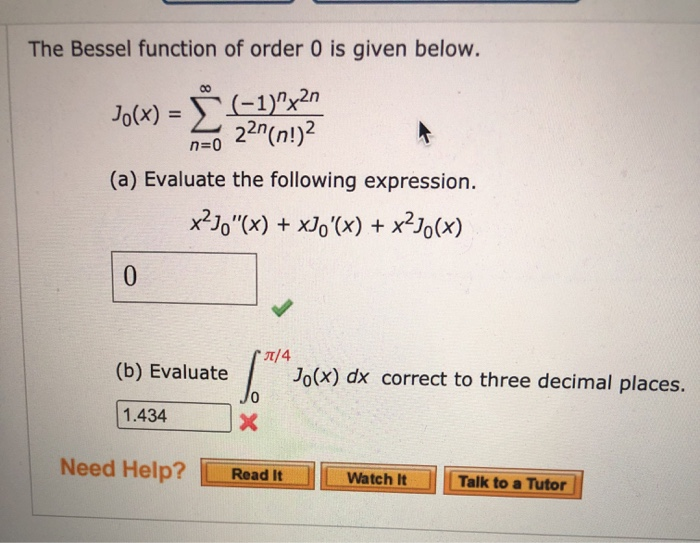 Solved The Bessel function of order 0 is given below. 00 | Chegg.com