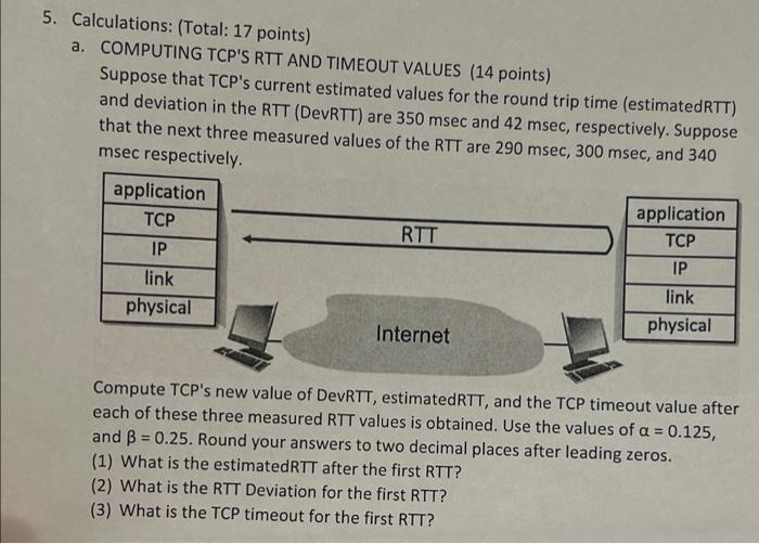 Solved 5 Calculations Total 17 Points A Computing