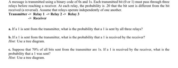Solved A message is transmitted using a binary code of 0 s | Chegg.com