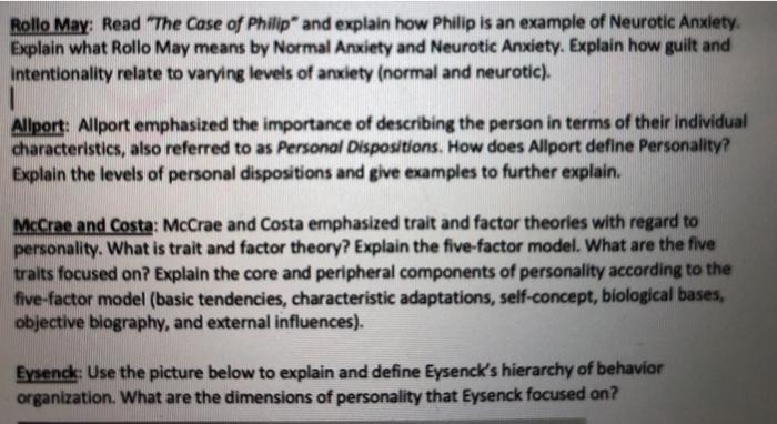 Solved Rollo May: Read "The Case of Philip" and explain how | Chegg.com