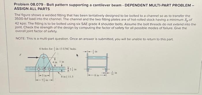 Problem 08.079 - Bolt pattern supporting a cantilever | Chegg.com